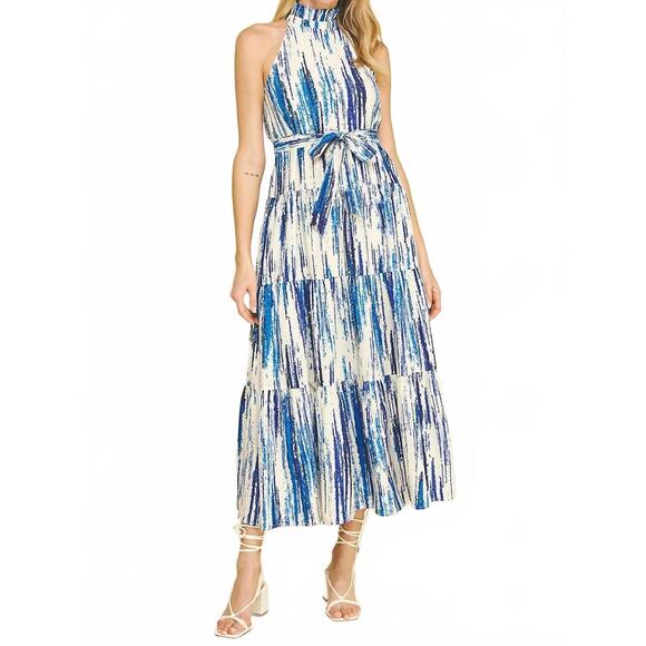 Pinch | Dresses | New Pinch Print Halter Neck Maxi Dress In Blue Multi ...